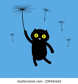 Black Cat Flying Stock Vector (Royalty Free) 239441662 | Shutterstock