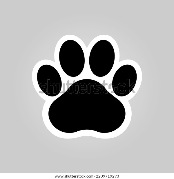 Black Cat Footprint Sticker Vector Black Stock Vector (Royalty Free ...