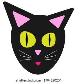 Black Cat Head Vector Illustration Cat Stock Vector (Royalty Free ...