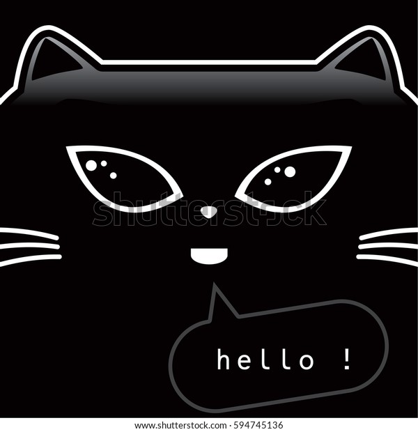 Black Cat Saying Hello Cute Emoji Stock Vector (Royalty Free) 594745136 ...