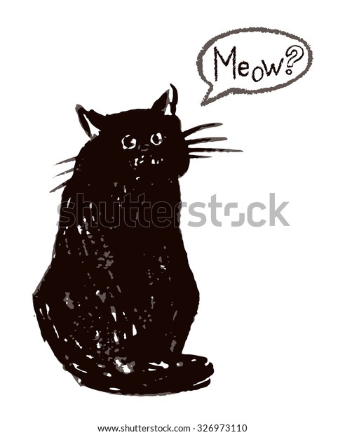Black Cat Saying Meow Stock Vector (Royalty Free) 326973110 | Shutterstock