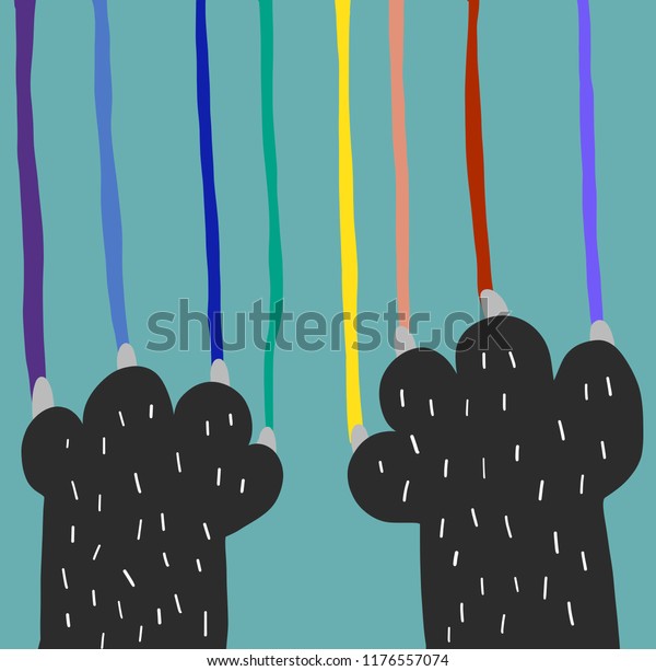 Black Cat Scratch Wall Cartoon Vector Stock Vector (Royalty Free ...
