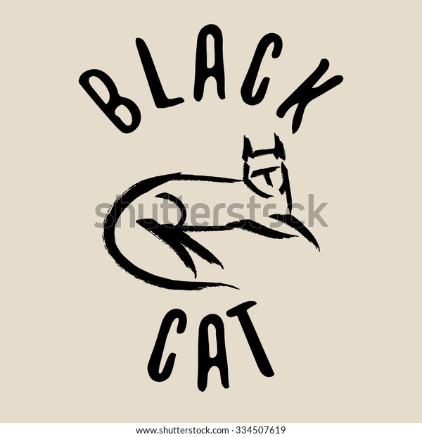 Black Cat Sign Black Cat Logo Stock Vector (Royalty Free) 334507619