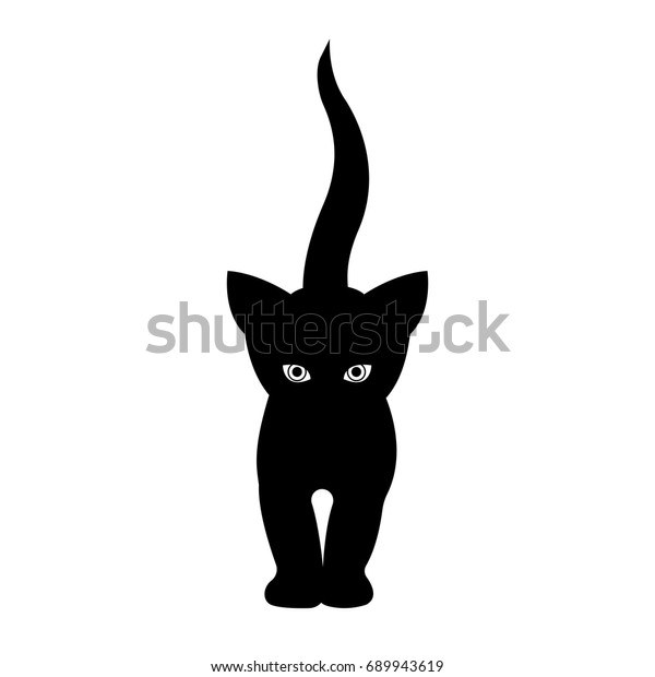 Black Cat Silhouette Goes Forward Tail Stock Vector (Royalty Free ...
