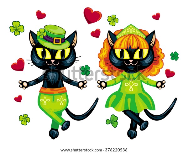 Black Cats Dancing Luck Irish Dancer Stock Vector (Royalty Free ...