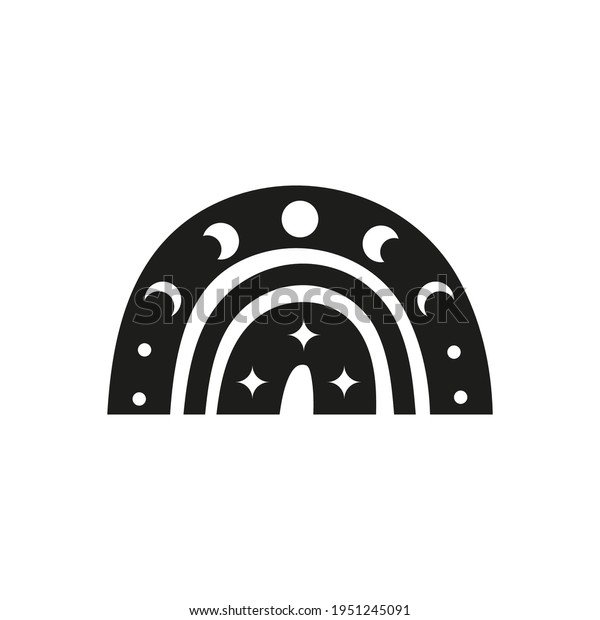 Black Celestial Boho Rainbow Moon Phases Stock Vector (Royalty Free ...
