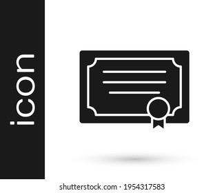 Black Certificate Template Icon Isolated On Stock Vector (Royalty Free ...
