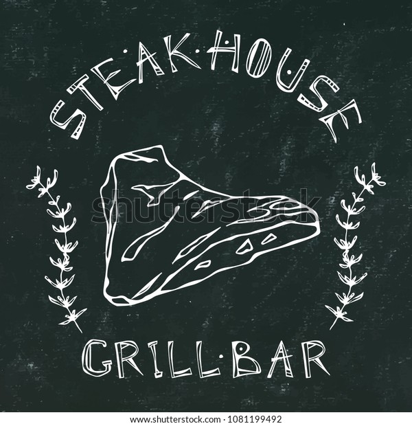 Black Chalk Board Background Steak House Stock Vector (Royalty Free ...