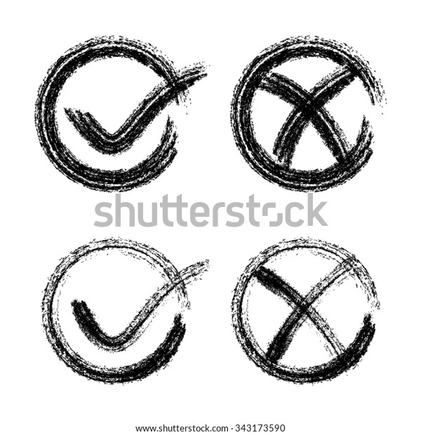 Black Check Mark Icons Collection Brush Stock Vector (Royalty Free ...