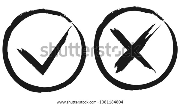 Black Check Mark Ok X Icons Stock Vector (Royalty Free) 1081184804