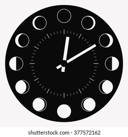 Black Clock Image Moon Phases On Stock Vector (Royalty Free) 377572162 | Shutterstock