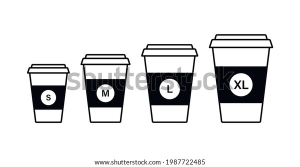 Black Coffee Cups Different Size Set Stock Vector (Royalty Free ...