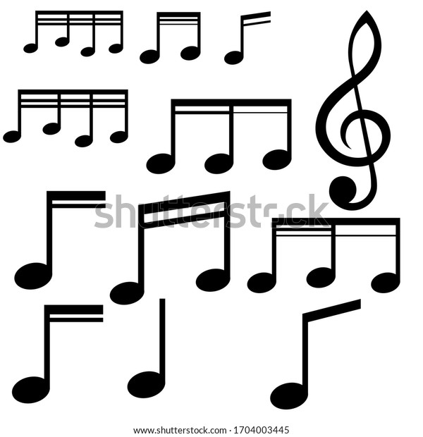 Black Color Music Note Collection Vector Stock Vector (Royalty Free ...