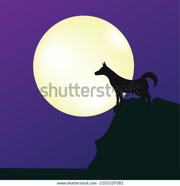 Black Color Wolf Night Background Vectorbest Stock Vector (Royalty Free ...