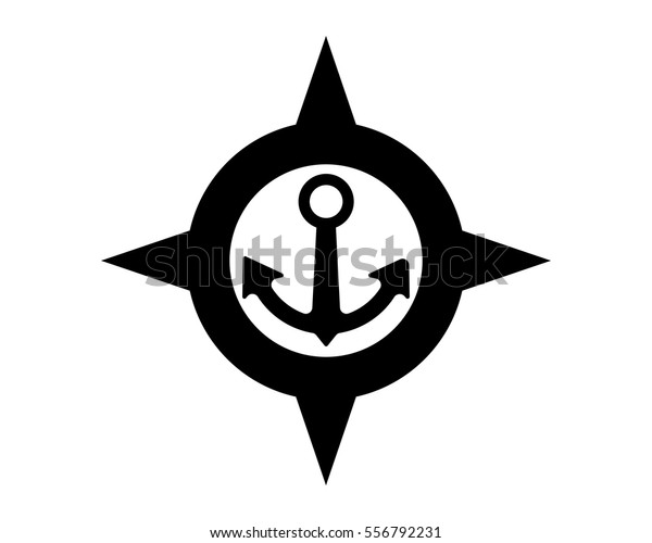 Black Compass Anchor Port Harbor Compass Stock Vector (Royalty Free ...