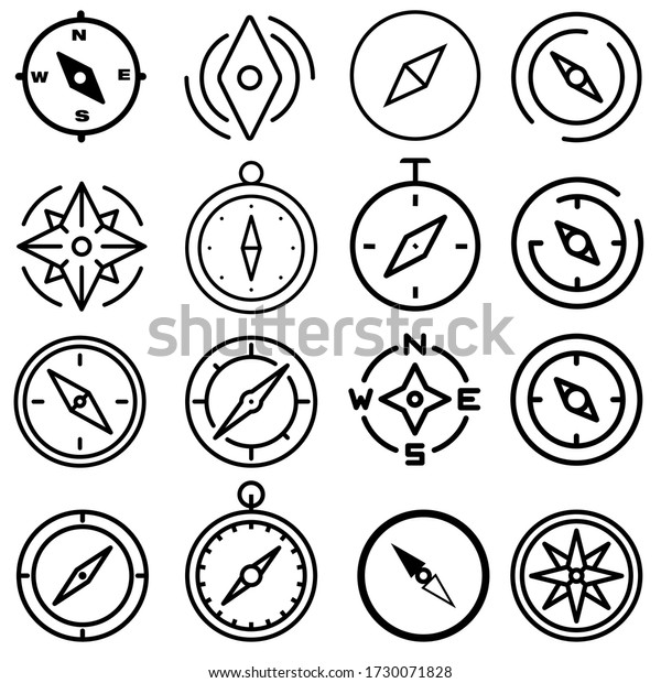 Black Compass Icons Vector Set On Stock Vector (Royalty Free) 1730071828