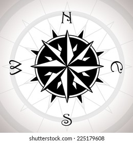 Black Compass Rose Isolated On White Stock Vector (Royalty Free ...