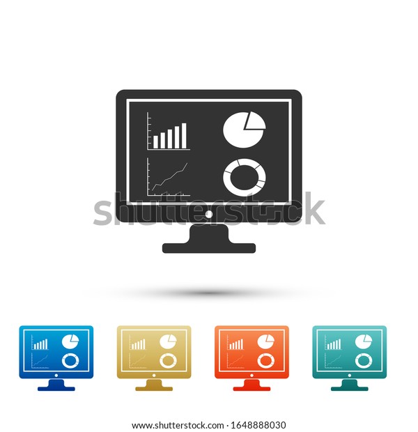 Black Computer Monitor Graph Chart Icon Stock Vector (Royalty Free ...