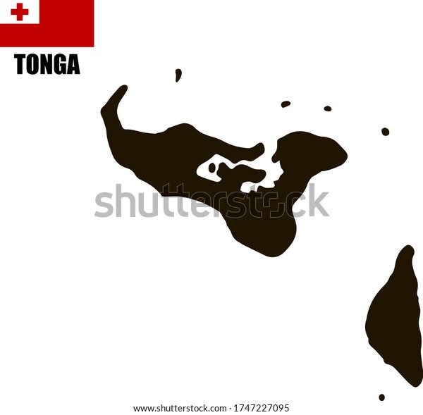 Black Contour Map Tonga National Flag Stock Vector (Royalty Free ...