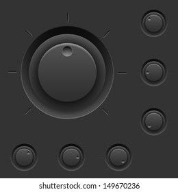 Black Control Panel Switches Illustration Interface Stock Vector ...