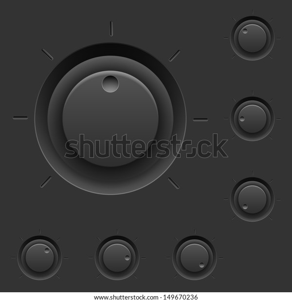 Black Control Panel Switches Illustration Interface Stock Vector ...