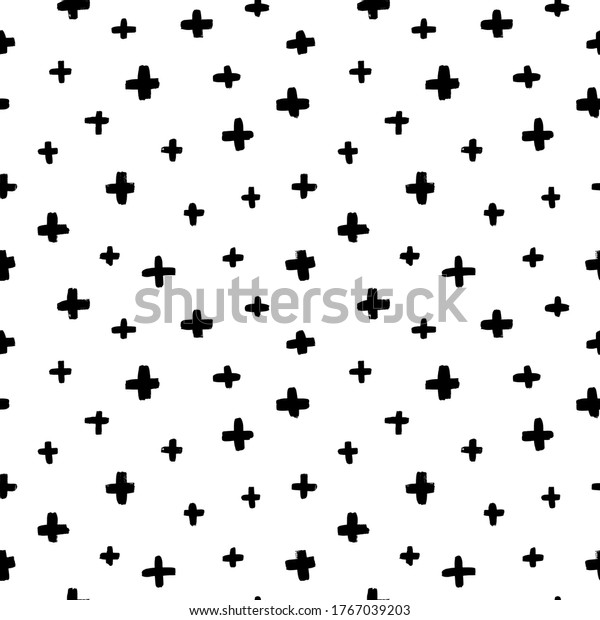 Black Crosses Vector Seamless Pattern Hand Stock Vector (Royalty Free ...