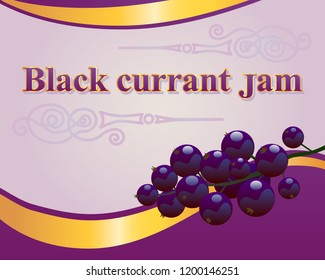 Black Currant Jam Label Design Template Stock Vector (Royalty Free ...