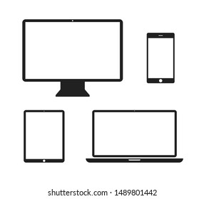 Black Devices Icon On White Background Stock Vector (Royalty Free ...