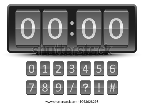 Black Digital Clock Number Flip Panel: vetor stock (livre de direitos ...