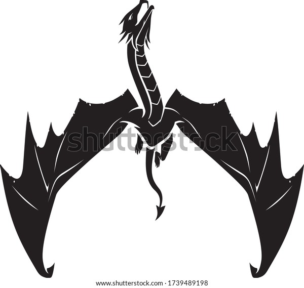 Black Dragon Front View Isolated Symbol Stock Vector (Royalty Free ...