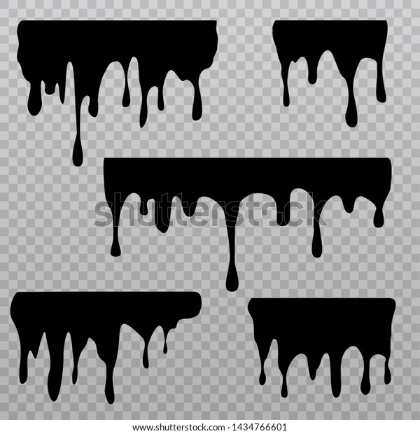 Black Dripping Liquid Silhouettes Isolated On: immagine vettoriale ...