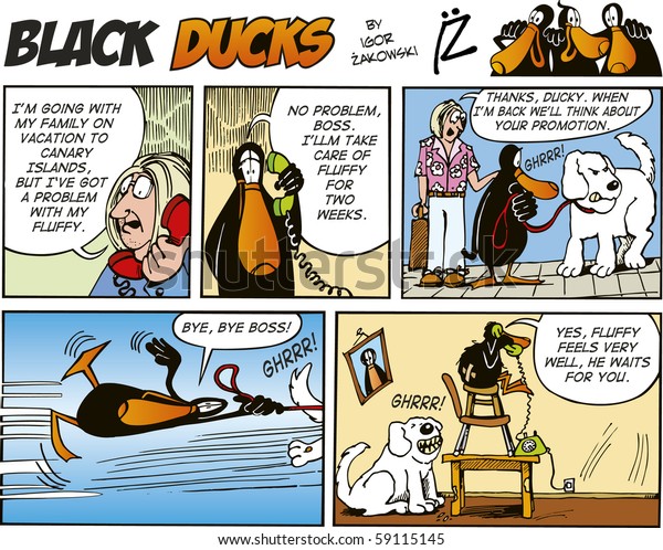 Black Ducks Comic Strip Episode 50 Stock Vector (Royalty Free) 59115145