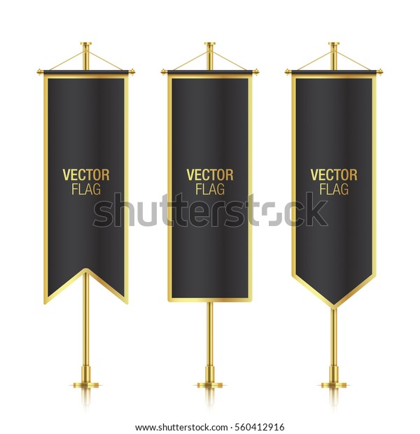 Black Elegant Vertical Flag Mockups Golden Stock Vector (Royalty Free ...