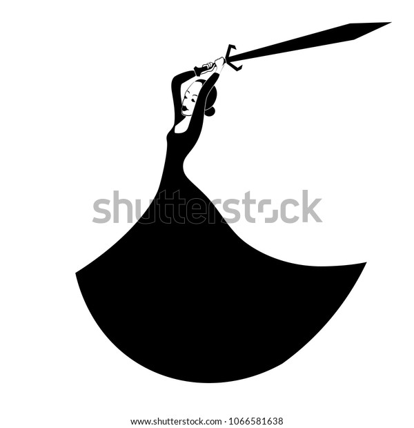 Black Evil Woman Sword Vector Hand Stock Vector (Royalty Free ...
