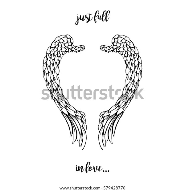 Black Feathers Wings Frame Heart Shape Stock Vector (Royalty Free ...