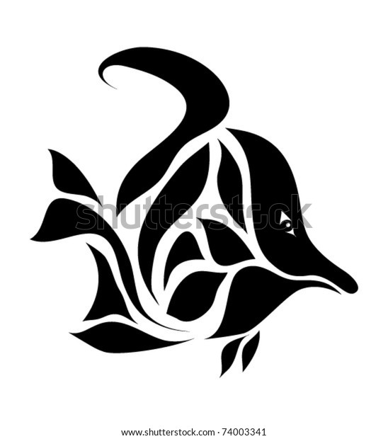 Black Fish Card Isolated On White Stock Vector (Royalty Free) 74003341 ...