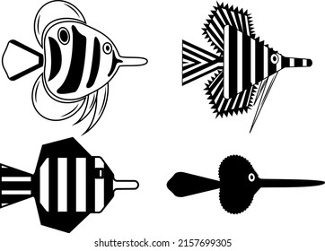 Black Fish Stylized Different Shapes Stock Vector (Royalty Free ...