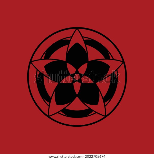 Black Flower On Red Backgroundsakura Sharingan Stock Vector (Royalty ...