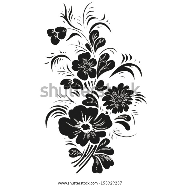 Black Flowers Floral Design Element Vector Stock Vector (Royalty Free ...