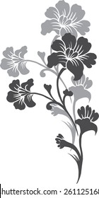 Black Flowers On Gray Shadow Stock Vector (Royalty Free) 261125168 ...