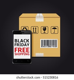 Black Friday Free Shipping Vector Illustration Stock Vector (Royalty ...