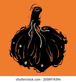 Black Garlic Icon Orange Background Stock Vector (Royalty Free ...