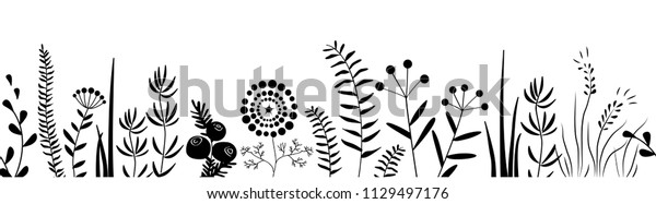 Black Grass Silhouette Seamless Pattern Stock Vector (Royalty Free ...