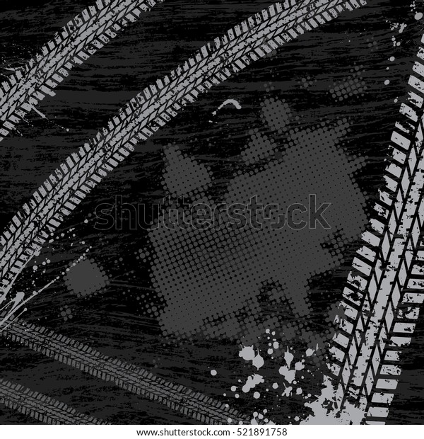 Black Grunge Background Gray Tire Tracks Stock Vector (Royalty Free ...