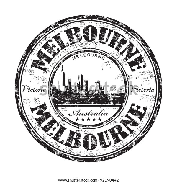 Black Grunge Rubber Stamp Name Melbourne Stock Vector (Royalty Free ...