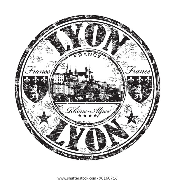 Black Grunge Rubber Stamp Name Lyon Stock Vector (Royalty Free ...