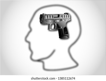 Black Gun Head Thoughts Man Killer Stock Vector (Royalty Free ...