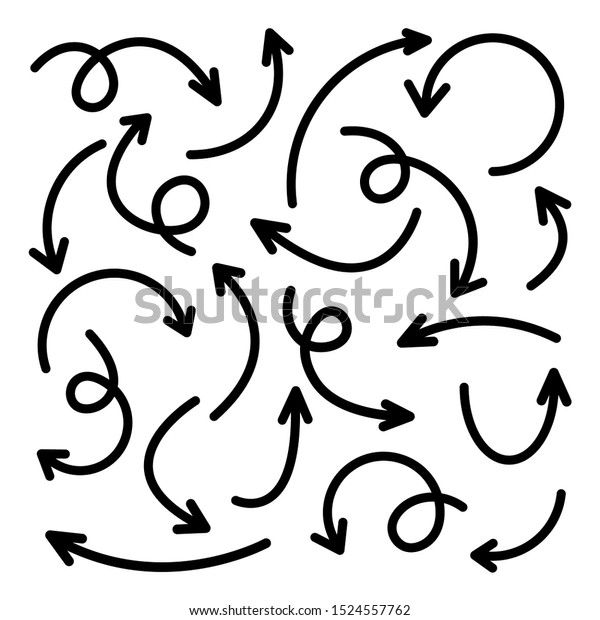 Black Hand Drawn Arrows Set On Stock Vector (Royalty Free) 1524557762 ...