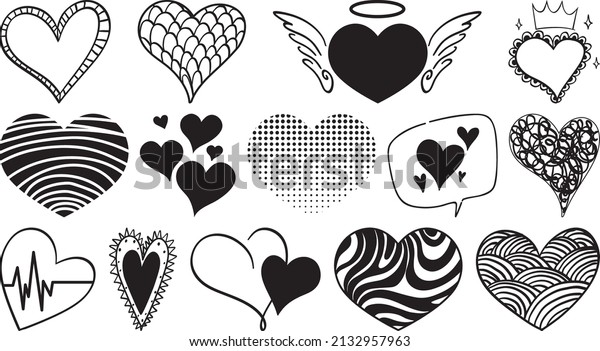 Black Hand Drawn Hearts Set Illustration Stock Vector (Royalty Free ...
