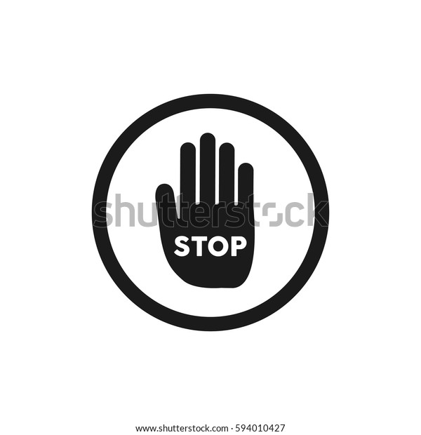 Black Hand Icon Stop Sign Vector Stock Vector (Royalty Free) 594010427 ...